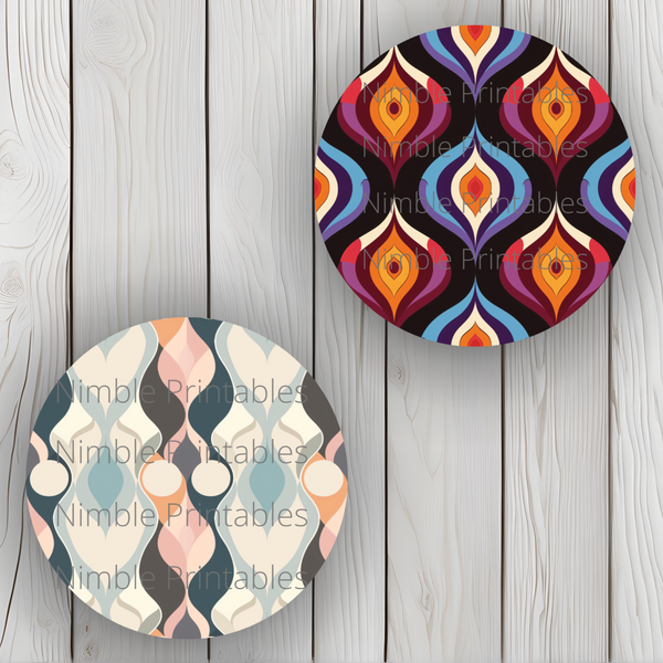 Retro Pattern Car Coaster PNG, Retro PNG, Car Coaster PNG, Instant Dow ...