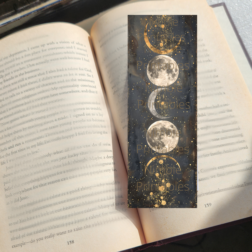 Printable Bookmarks Bundle Celestial Moon, Digital Downloads, Watercol ...
